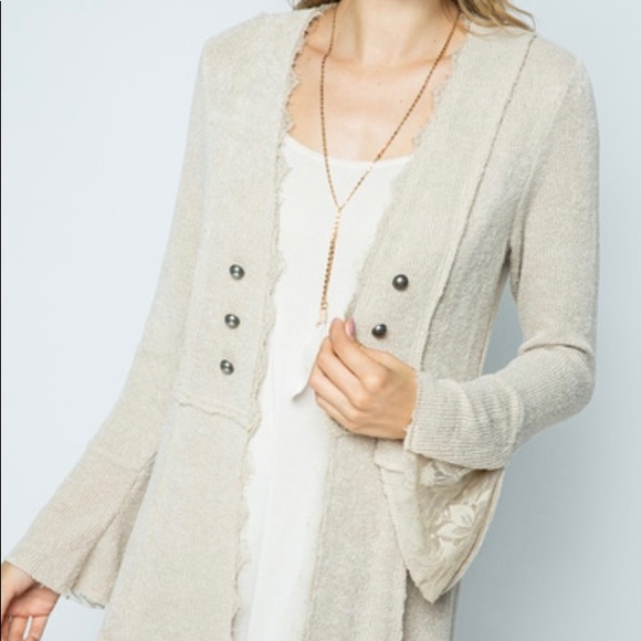 Vocal | Sweaters | Cardigan With Lace Sleeves Vocal Usa | Poshmark